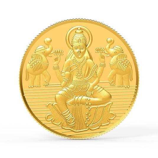 Gold Coin 999 purity Goddess Lakshmi Sitting On Lotus with Two ...